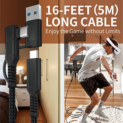 2 in 1 Fast Charging USB C Cable 10 FT 16 FT for Oculus Quest VR Gaming Headset Power Supply Cable PC Data Transfer type c charging cable fast charging 10ft 16ft for Oculus Quest VR Gaming Headset