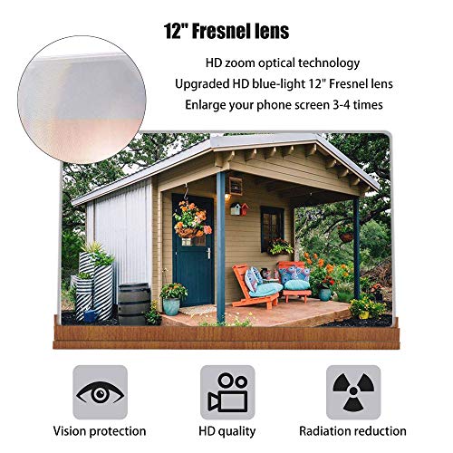 12” HD Screen Magnifier,3D Screen Projector/Amplifier,Wooden/Foldable/Portable Stand,Movies/Videos/Gaming Enlarger Holder,Accessories/Gadget/Tool,Compatible with iPhone/Android/Mobile/Smart/Cell Phone