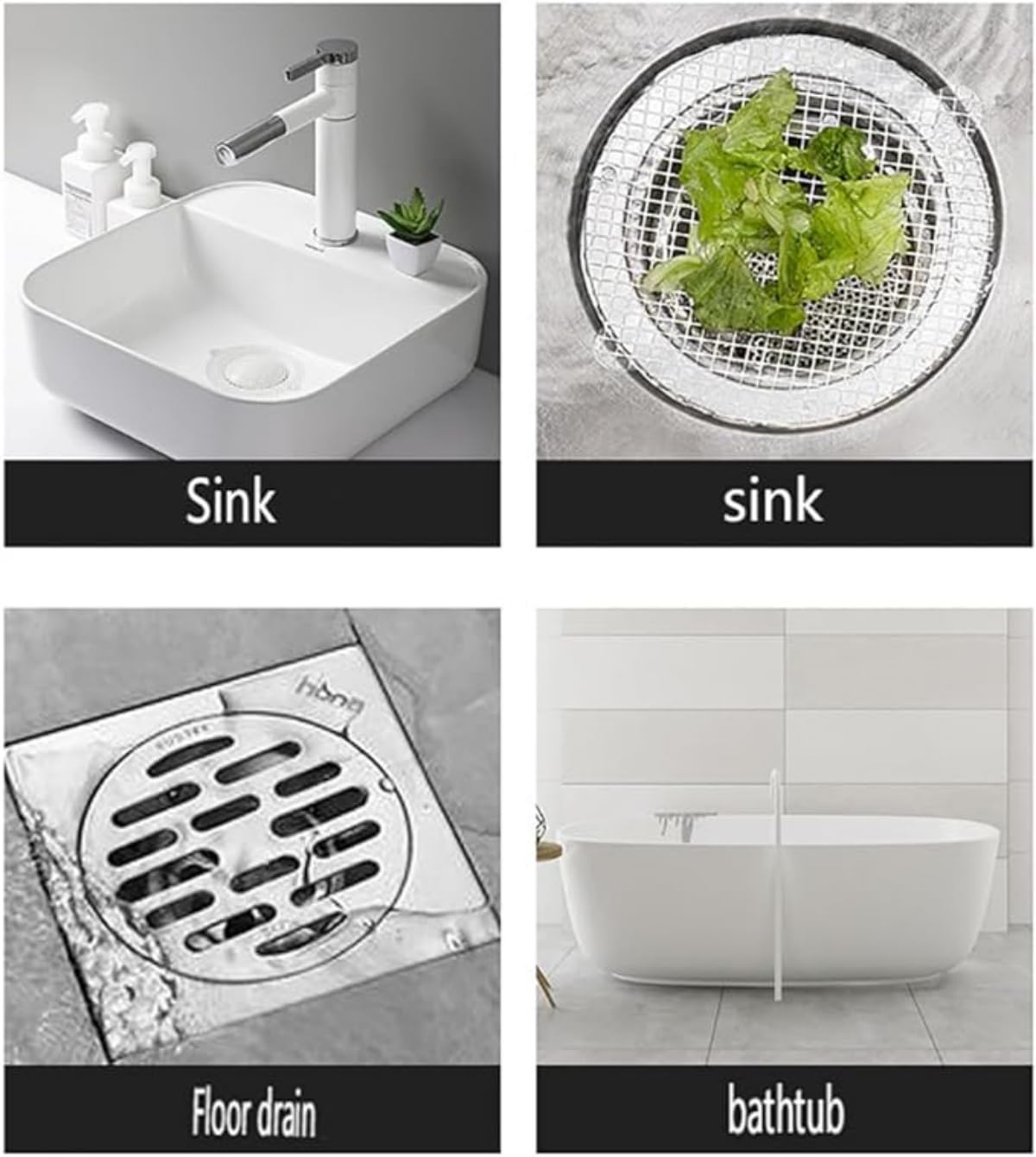 100Pcs Disposable Floor Drain Sticker,Shower Drain Hair Catcher Mesh Stickers,Bathtub Hair Stopper Shower Sink Drain Strainer Screen Catcher,Mesh Drain Cover for Laundry Kitchen Bathroom (10)