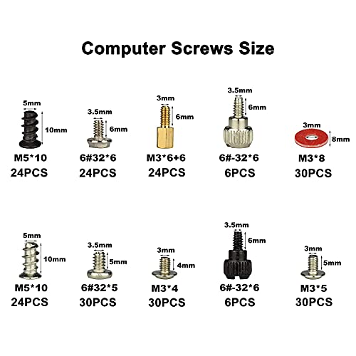 228PCS Personal Computer Screw,Pc Case Screws,Motherboard Standoffs for Hard Drive Pc Case Motherboard Fan Power Graphics