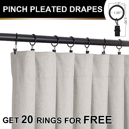 100% Blackout Shield Linen Blackout Curtains 108 Inches Long 2 Panels Set, Clip Rings/Rod Pocket Blackout Curtains No Light, Black Out Curtains & Drapes for Bedroom, 50 inches Wide Each Panel, Beige