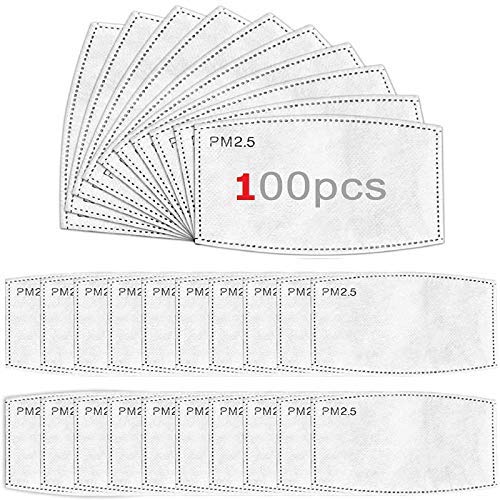 100 PCS Filters for Face Mask Activated Carbon PM2.5 Masks Filter Replacement for Men and Women