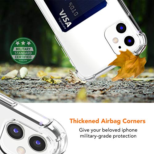 ANHONG Upgrade iPhone 11 Clear Case with Card Holder, Protective Soft TPU Shock-Absorbing Bumper Wallet Case for iPhone 11 6.1β