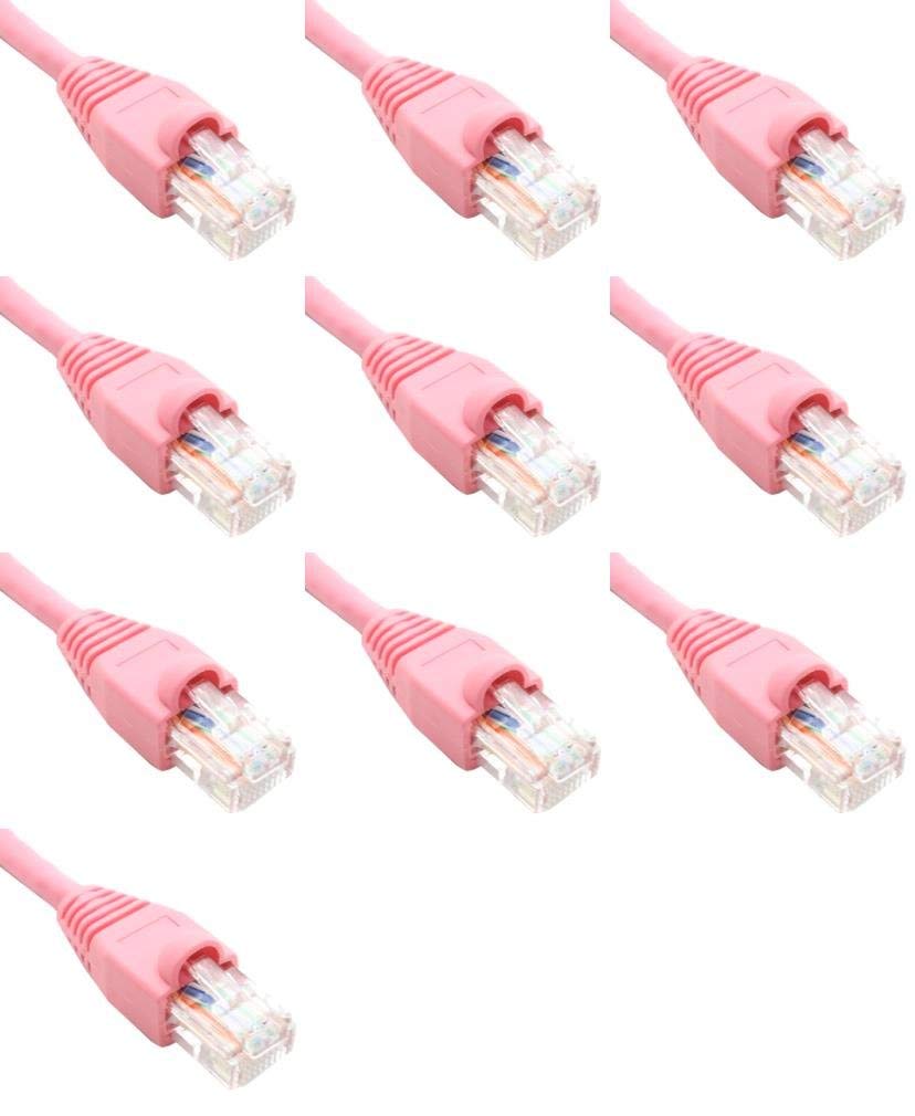 25 Feet Cat6 Ethernet Network Patch Cables Pink RJ45 m/m (10 Pack)