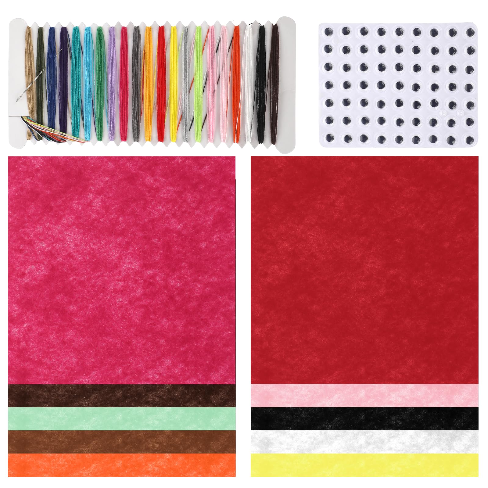 10PCS Felt Fabric Sheets Craft Kit, 6"X6" Assorted Color Squares Felt Fabric Sheet, 1mm Thick Non-woven Patchwork Material with Sewing Kit, Stiff Felt Sheets for School Projects, Decoration(15 x 15cm)