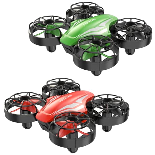 2 Pack Mini Drone for Kids and Beginners, Remote Control Helicopter Quadcopter with 6 Modular Batteries, Auto Hovering, 3 Speed Modes, Headless Mode, Indoor RC Pocket Plane Gift for Boys and Girls, Green and Red