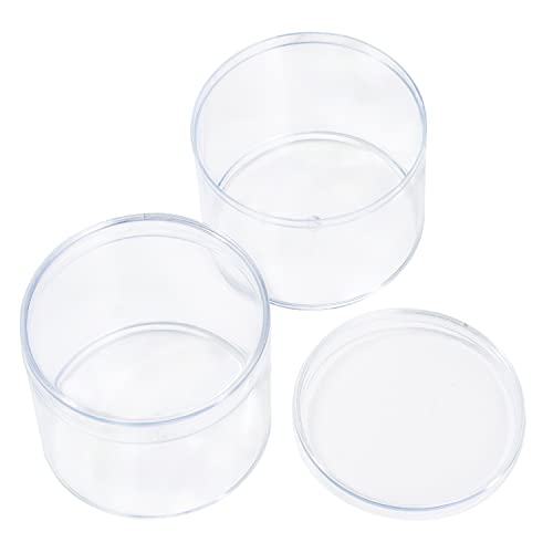 novelinks 40 Pack 8 Ounce Clear Plastic Pot Jars with Lids - Refillable Leak Proof Plastic Container Jars for Travel Storage & Household Storage (Circular)