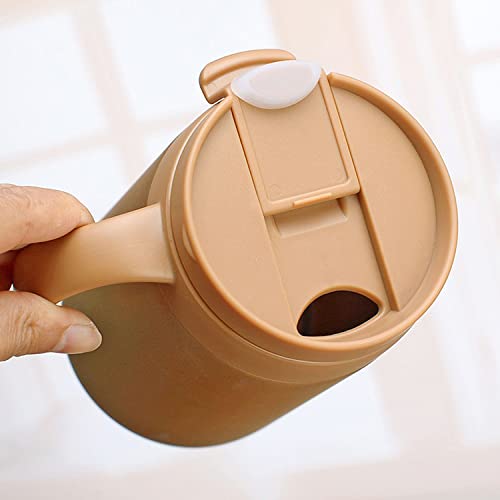 12oz/18oz Insulated Coffee Mug with Handle and Lid, Double Wall Vacuum Stainless Steel Coffee Travel Mug, Tumbler Cup,Reusable and Durable Travel Coffee Cup Thermal Cup, Gold 12oz