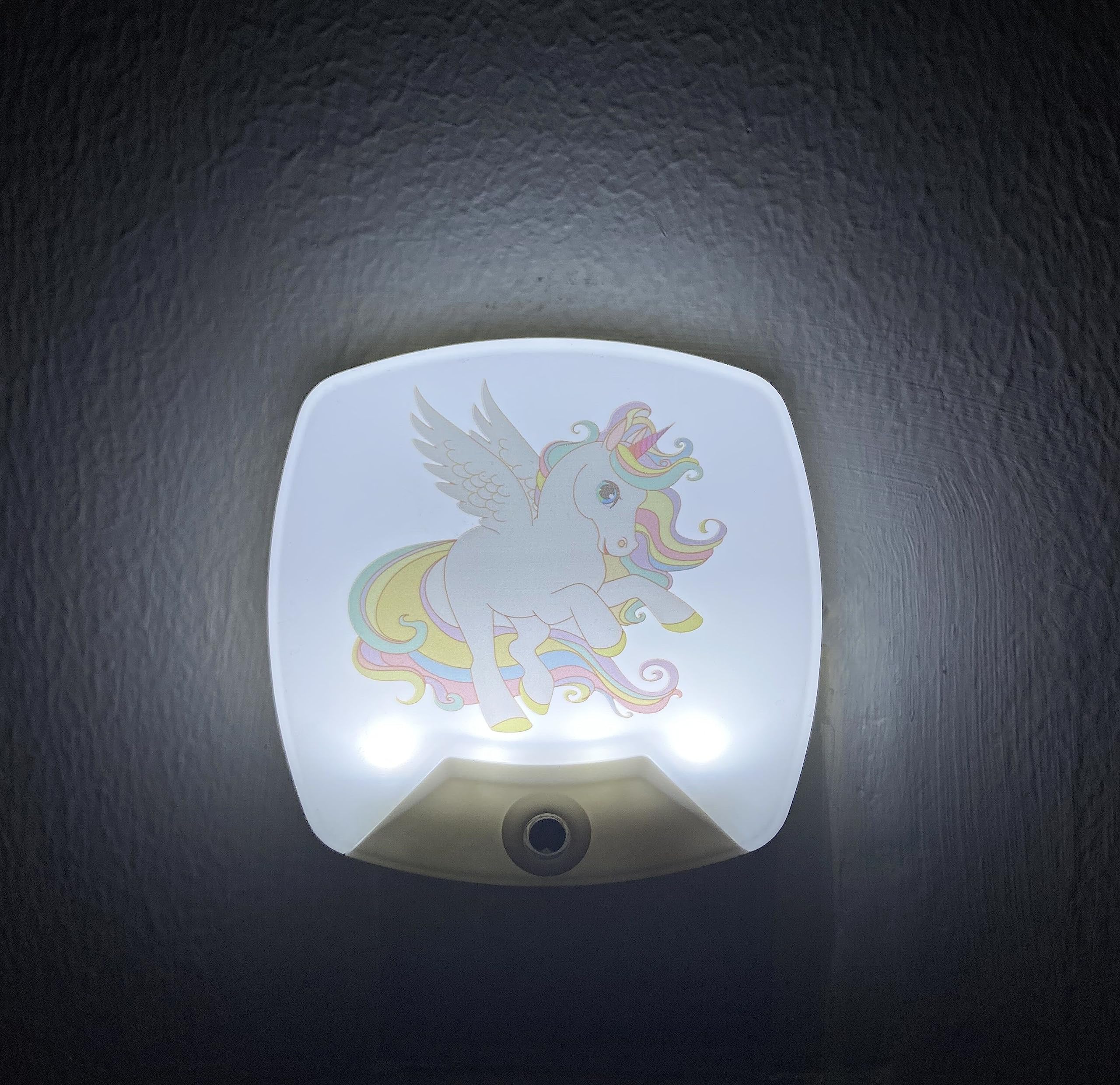 2 Pack - Cartoon Unicorn LED Plug-in Night Light for Kids - Wall Lamp Take Good Care Children Sleep Light Sensor Auto Controlled Nightlights for Baby Nursing C