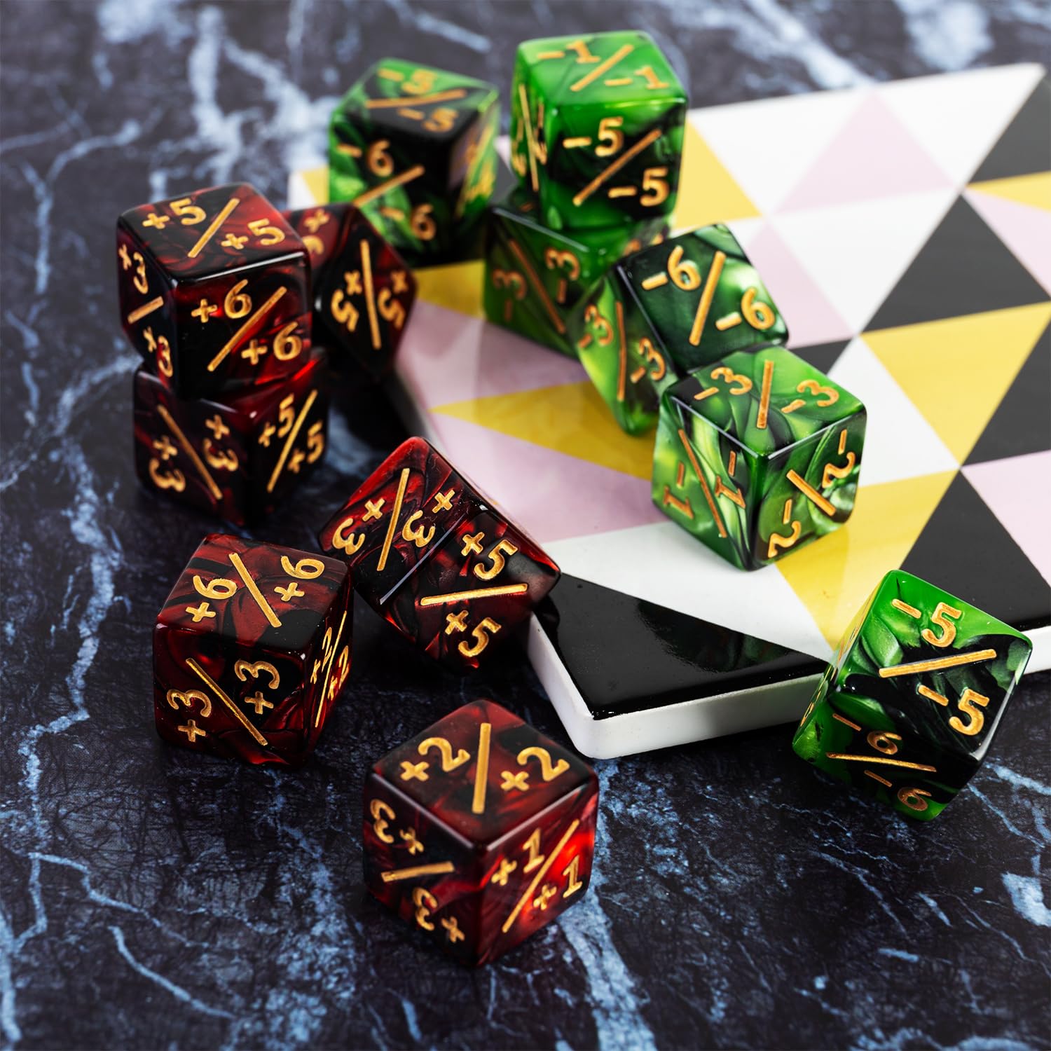 24 Pieces MTG Dice Counter Magic The Gathering Counters +1/+1 Dice Set Loyalty Life Tokens Gifts for Cards Gaming Accessories (Ruby, Emerald)