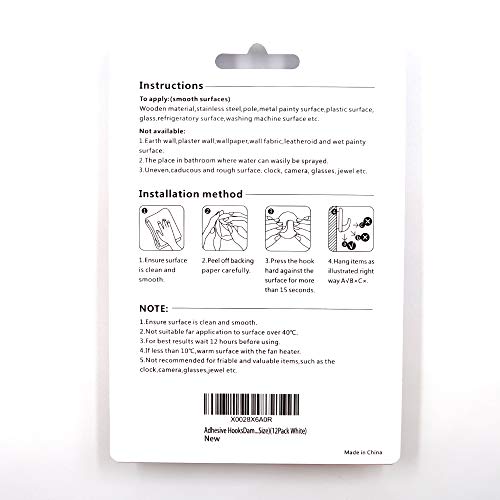Adhesive Hooks,Damage-Free Hanging Wall Hook Pothook Strong Waterproof Hanger for Robe, Coat, Towel, Keys, Bags, Home, Kitchen, Bathroom,Office (Small-Size)(12Pack White)