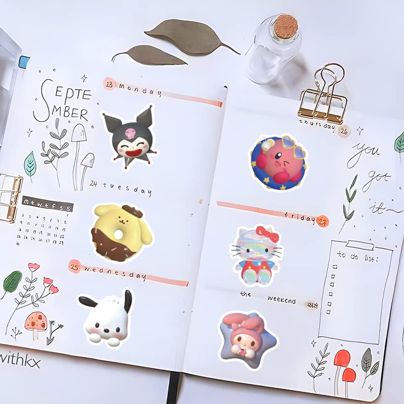 120Pcs 3D Kawaii Stickers Pack,Cartoon Keroppi Cinnamoroll Kitty,Waterproof Sticker for Laptop,Anime Vinyl Decals for Water Bottle,Skateboard,Hydroflasks,Cute Gifts for Friends Girls Kids