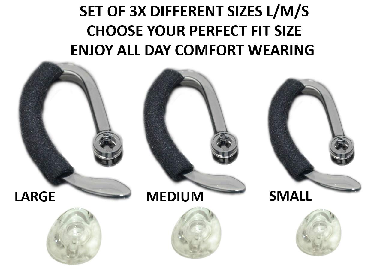 3X Same Size Replacement Earbuds Ear Tips + Ear Hook Loops + Foam Spare Fit Kit for Plantronics CS540 Savi W440 W740 W745 WH500 EarLoops EarHook Ear Bud Sleeve Part (Mixed L/M/S)