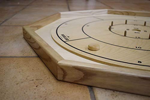 26 Natural and Red Crokinole Discs with a Velvet Pouch (Mini Discs - 1 3/32 Inch Diameter (2.8cm))