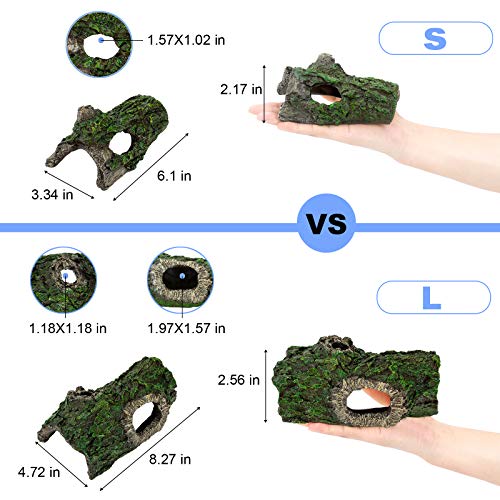 AQQA Aquarium Trunk Decoration,Resin Hideout Caves Hollow Tree Log Trunk Ornament,Driftwood for Betta Fish Reptiles Turtles (L)