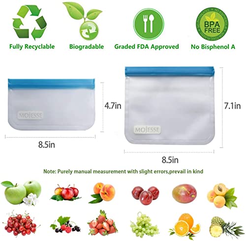 10 Pieces in Gallon Freezer Bags Reusable Bags Silicone,Transparent Sandwich Bags Ziplock,Vegetable and Fruit Freezer Bag,Extra Thick Durable Food Storage Bags Snack Bags