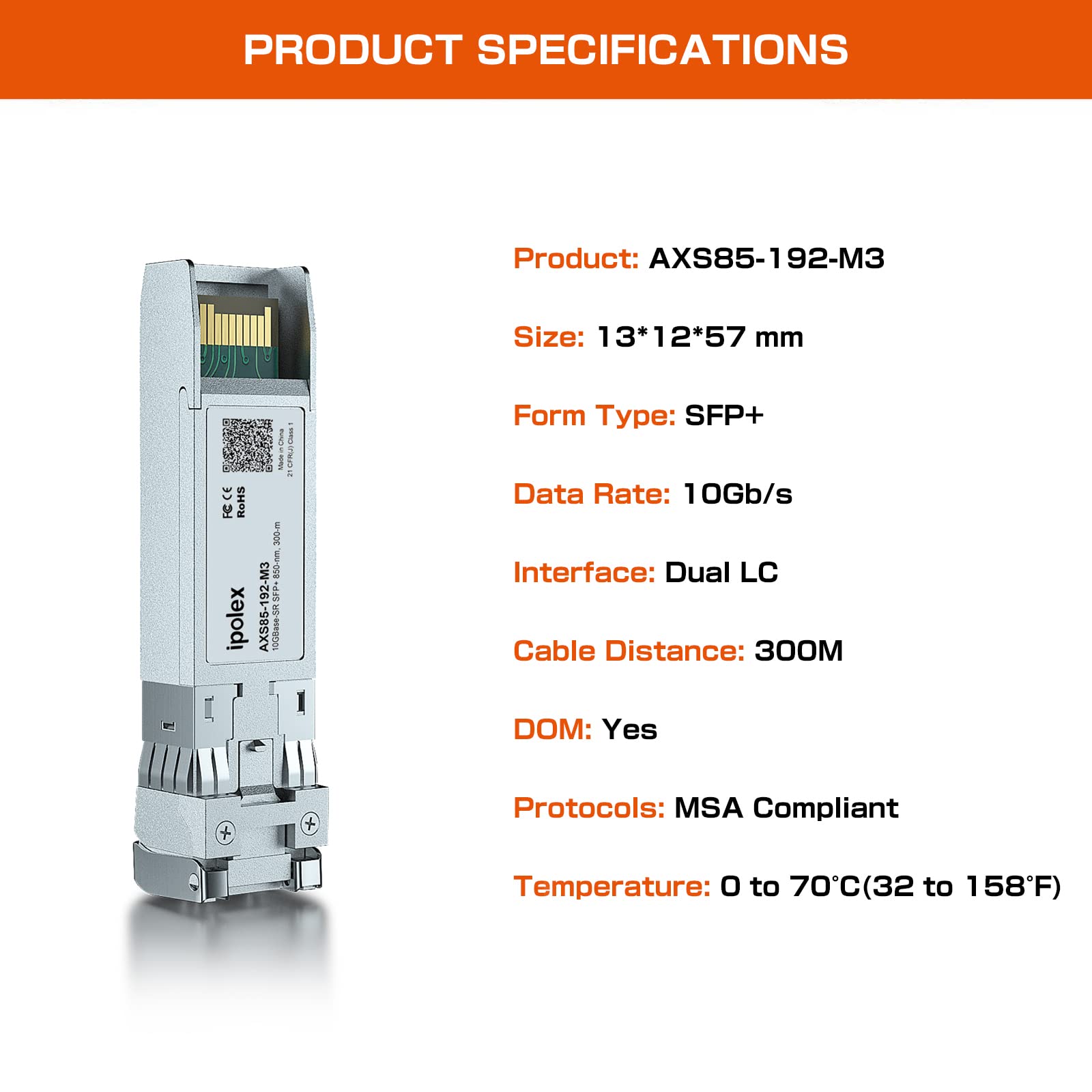 10GBase-SR SFP+ Transceiver 10Gb 850nm Multimode LC SFP Module for Intel E10GSFPSRX, Juniper QFX-SFP-10GE-SR/EX-SFP-10GE-SR, Ubiquiti UniFi UF-MM-10G, Mikrotik, Fortinet, Netgear(MMF, 300m)