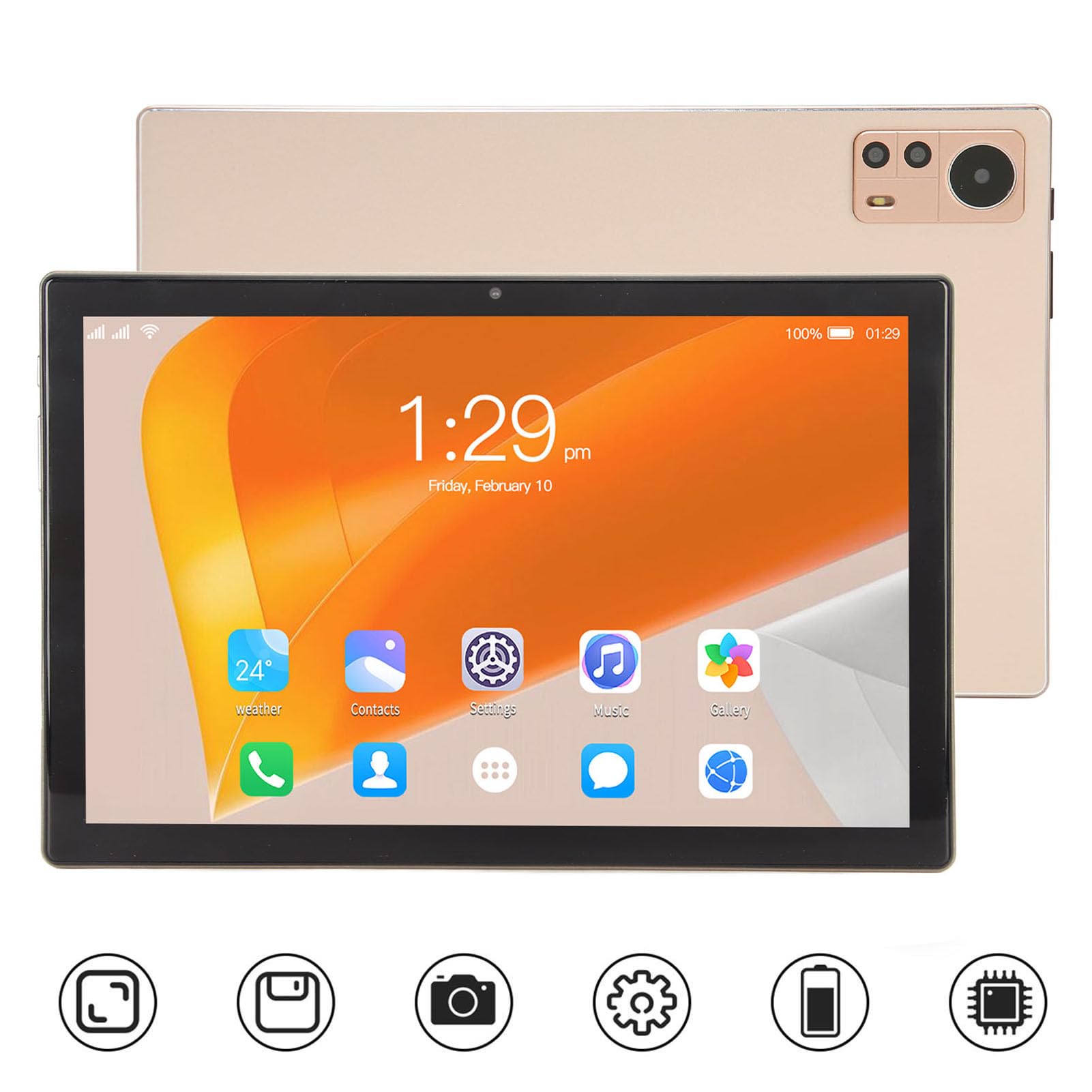 10.1 Inch Android 12 Tablet, 2 in 1 Tablets with Keyboard, Octa Core CPU, 8GB RAM 256GB ROM, FHD Touch Screen, 16MP Dual Camera, Dual Speakers, 5G WiFi, BT5.0, 7000mAh Battery (Gold)