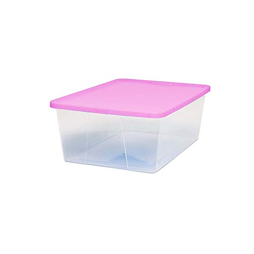 HOMZ Snaplock Clear Storage Bin with Lid, Small-12 Quart, Purple, 4 Pack