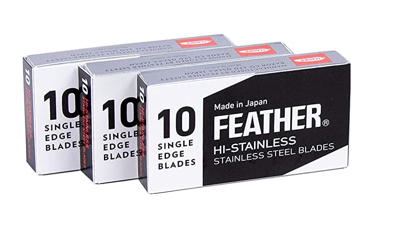 30 Feather FHS-10 Japanese Steel Razor Blades - Refill for OneBlade Core, Hybrid, & Genesis Razors - Single Blade Razor