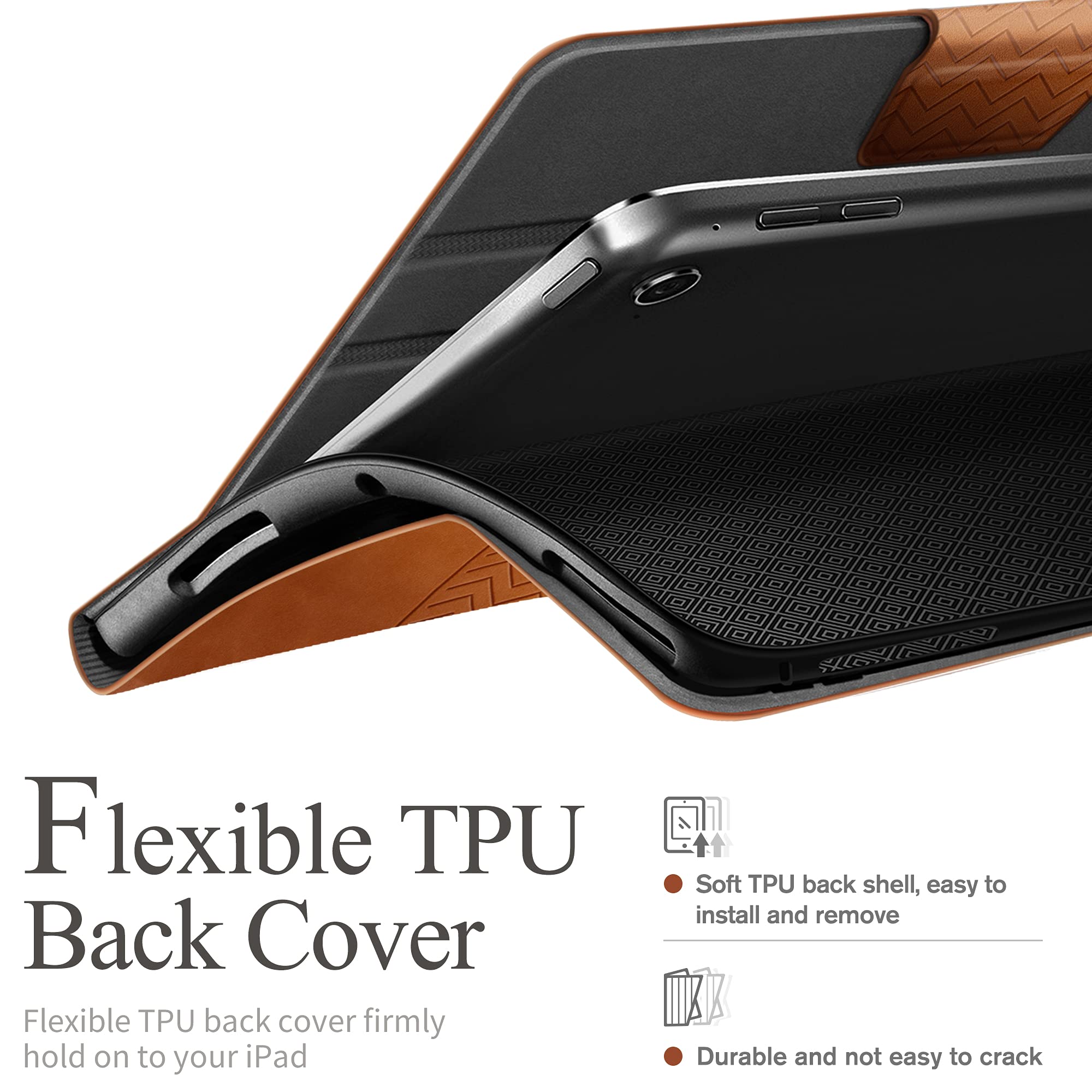 auaua Case for iPad 6th Generation/5th Generation(9.7-Inch, 2018/2017 Model), iPad Air 1/Air 2/iPad Pro 9.7, with Pencil Holder Auto Sleep/Wake Vegan Leather (Brown)