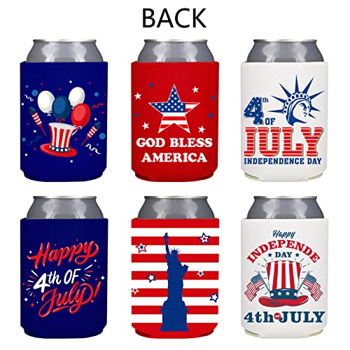 12PCS Fourth/4th of July Can Cooler - Patriotic Beer Sleeves Covers Party Supplies Favors