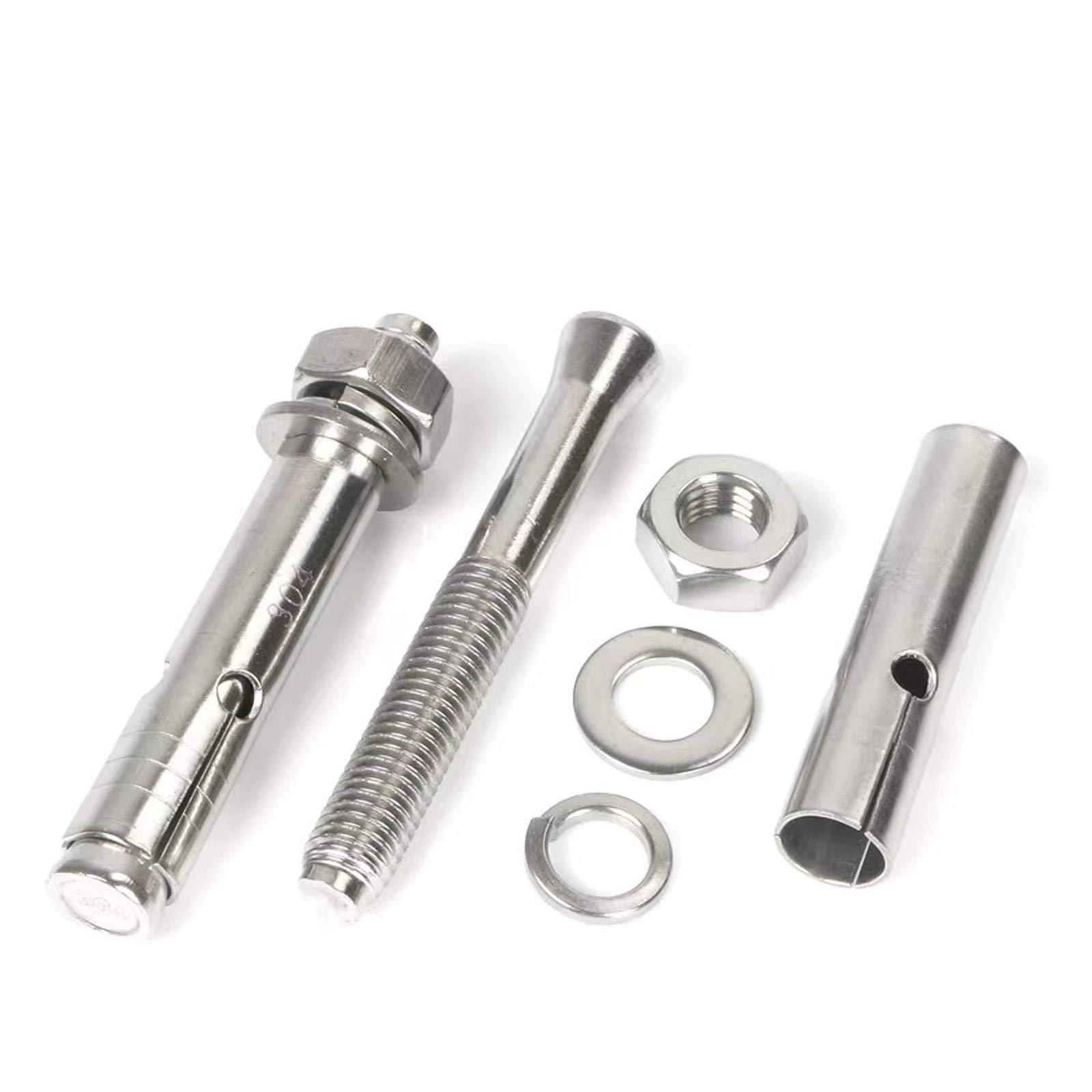4 Pcs M10 x 80mm 304 Stainless Steel Expansion Bolt External Hex Expansion Screw Bolt Sleeve Anchor,Pool Safety Cover Expansion Bolts,for Concrete