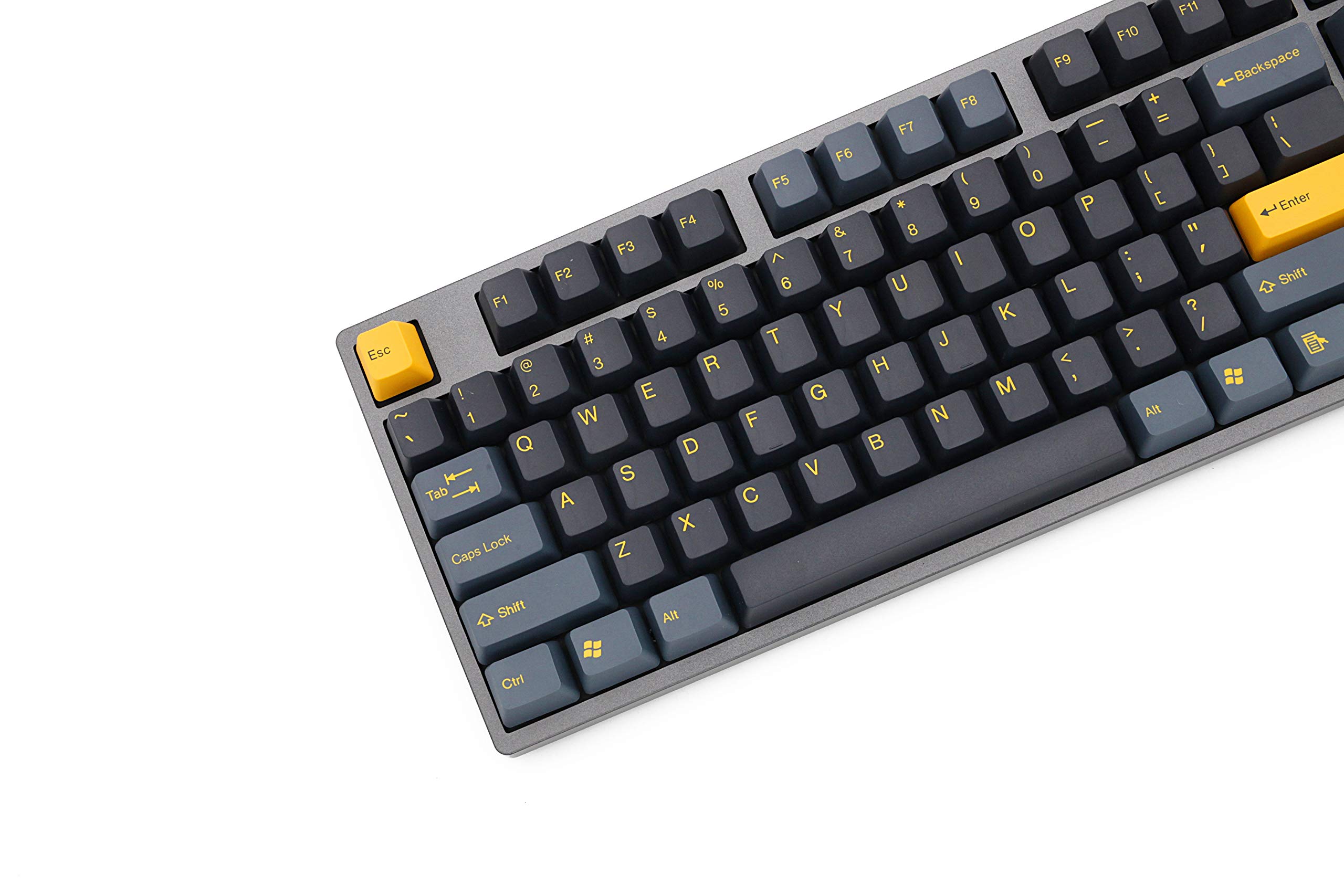 KPREPUBLIC taihao abs Double Shot keycaps Midnight for DIY Gaming Mechanical Keyboard Color of Black Yellow 104 ansi (Taihao Mid Night Set)