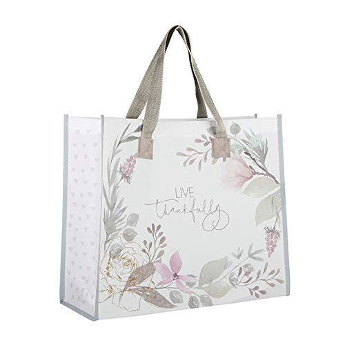 2 Religious Themed Inspirational Christian Tote Bags for Women | Live Thankfully, Be Still and Know Theme | Reusable Totes Set for Church Events, Bible Study, Lightweight Items