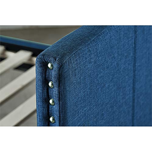 Lexicon Therese Upholstered Nailhead Trim Twin Daybed with Trundle in Blue