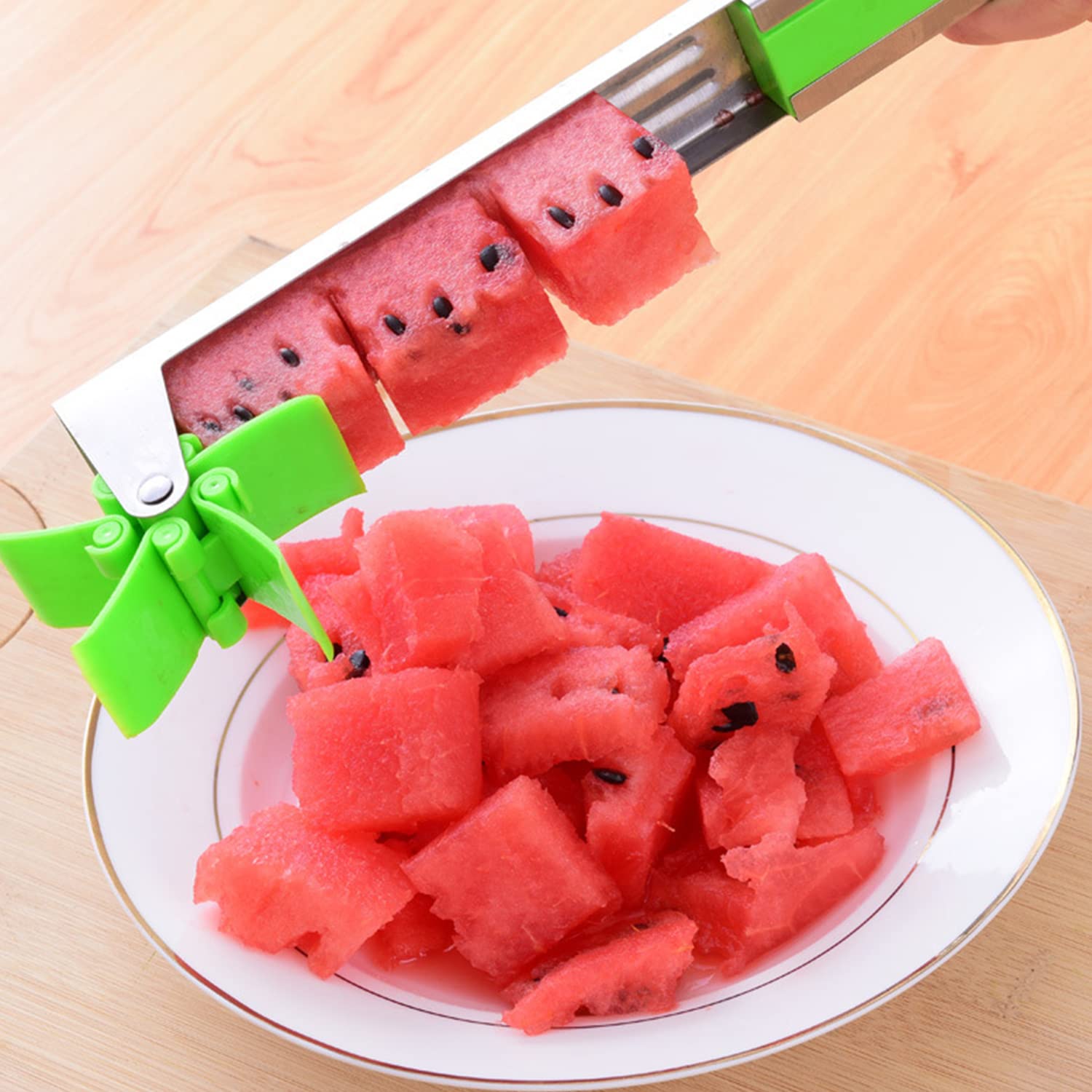 Autoly Watermelon Slicer,Tainless Steel Creative Watermelon Windmill Cutter Slicer, fruit cutting artifact,Stainless Steel Watermelon Slicer