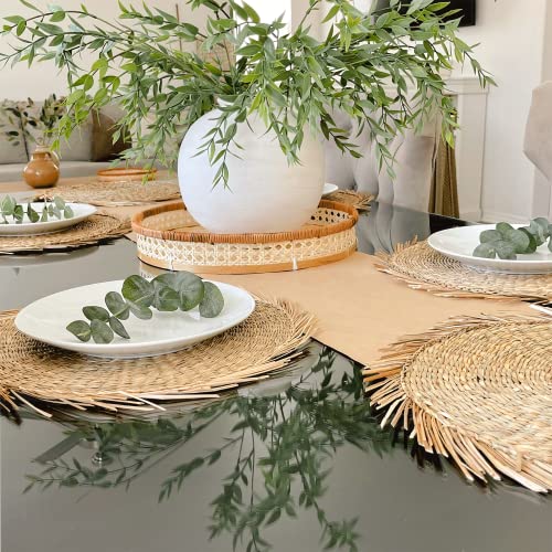 Artera Set of 6 Oversized Round Seagrass Placemat, 15" Round, Woven Table Mats, No-Slip Natural Heat Resistant Mats for Table, Coasters, Pots, Pans & Teapots in Kitchen (Round 10)