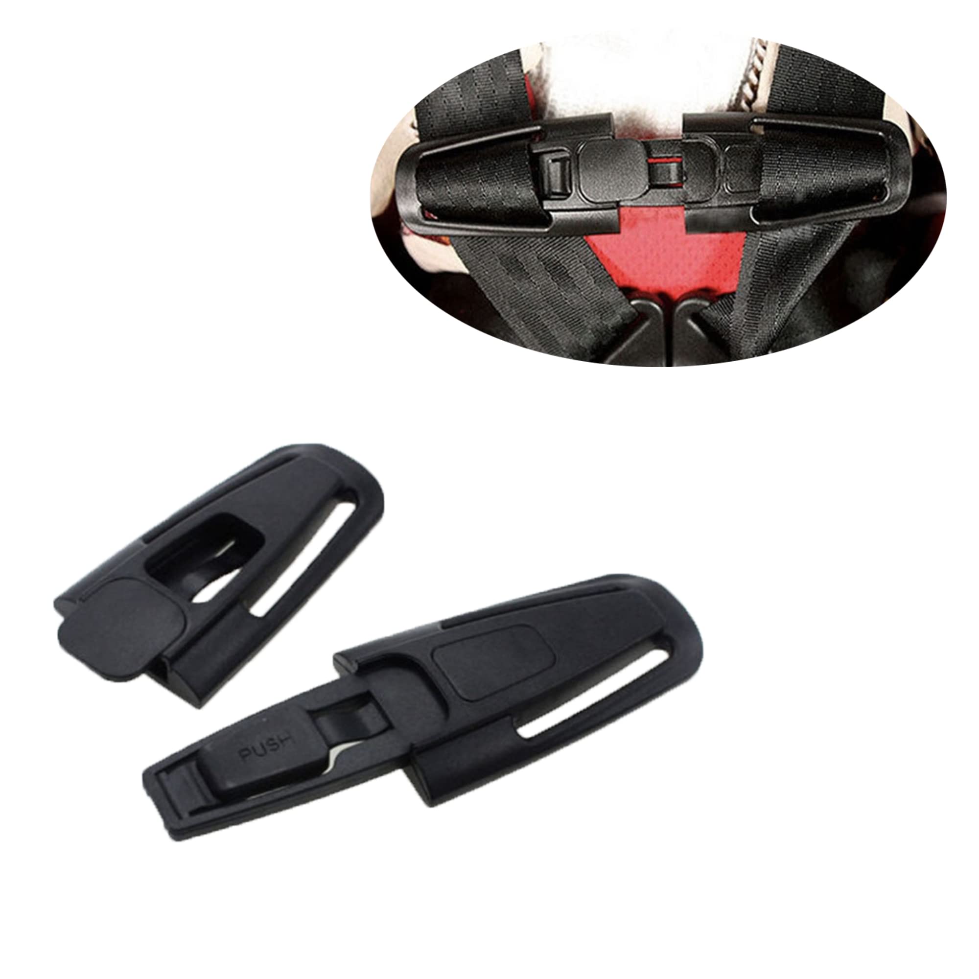 2 Pack Seat Chest Harness Clip Seat Safety Belt Clip Buckle Lock Stroller Chest Clip Universal Replacement for Baby and Kids Trend, Adjustable Guard (Black)