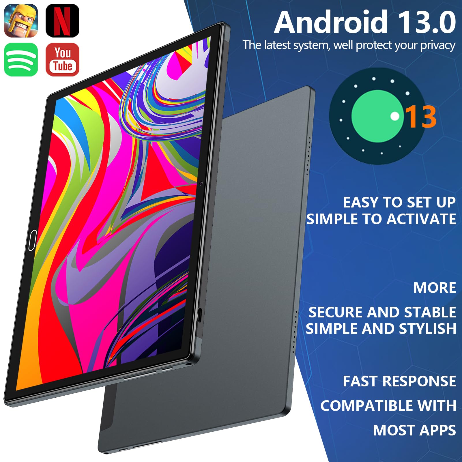 10 Inch Tablet Android 11 Tablets with 64GB Storage 128GB Expandable 4GB RAM, 2024 Newest Tablet Octa-Core Processor, 6000mAh Battery, 13MP Camera, Dual Sim Card Slot, GPS, WiFi, Tablet (Silver)