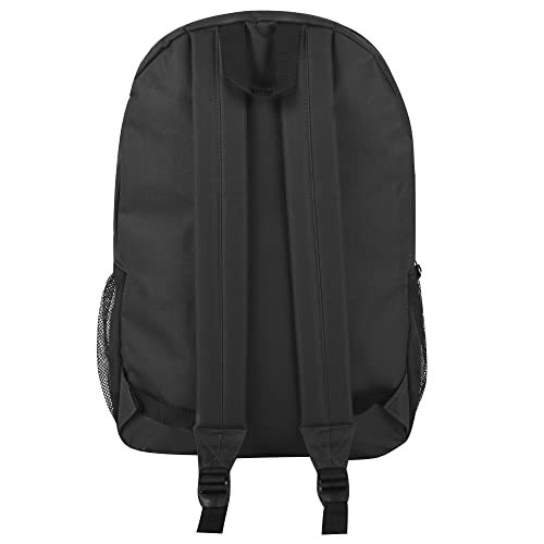 19 Inch School Backpacks with Mesh Side Pockets β Basic Large Solid Color Backpacks for Kids, Men, Women, Travel (Black/Yellow)