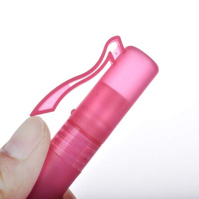10ml Pen Clip Fine Mist,10 Pcs Plastic Frosted Atomizer Vials Empty Portable Refillable Pump Spray Bottle Perfume hand Sample Tube Travel Makeup Container (Color Random)