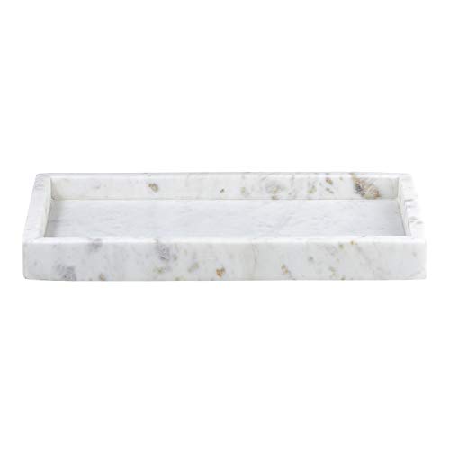 47th & Main Elegant Marble Tray 12 x 6.3-inches, White Rectangle