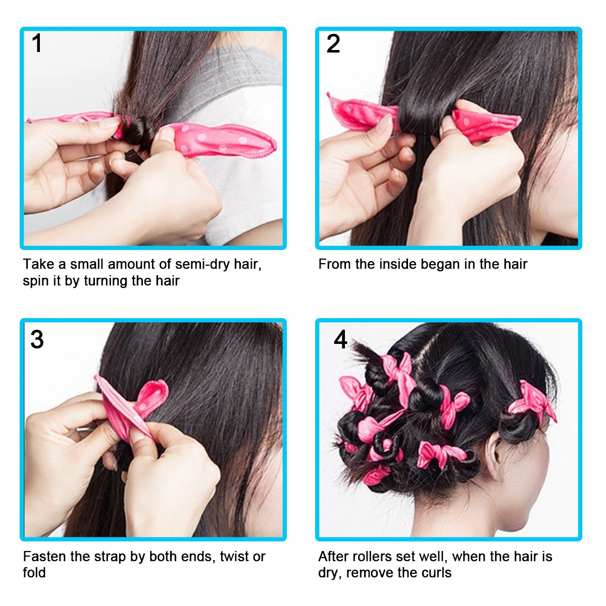 30 Pieces Hair Curler Rollers DIY Night Sleep Foam Hair Styling Tools Flexible Soft Sponge Pillow Hair Rollers With Storage Bag (5 Colors)