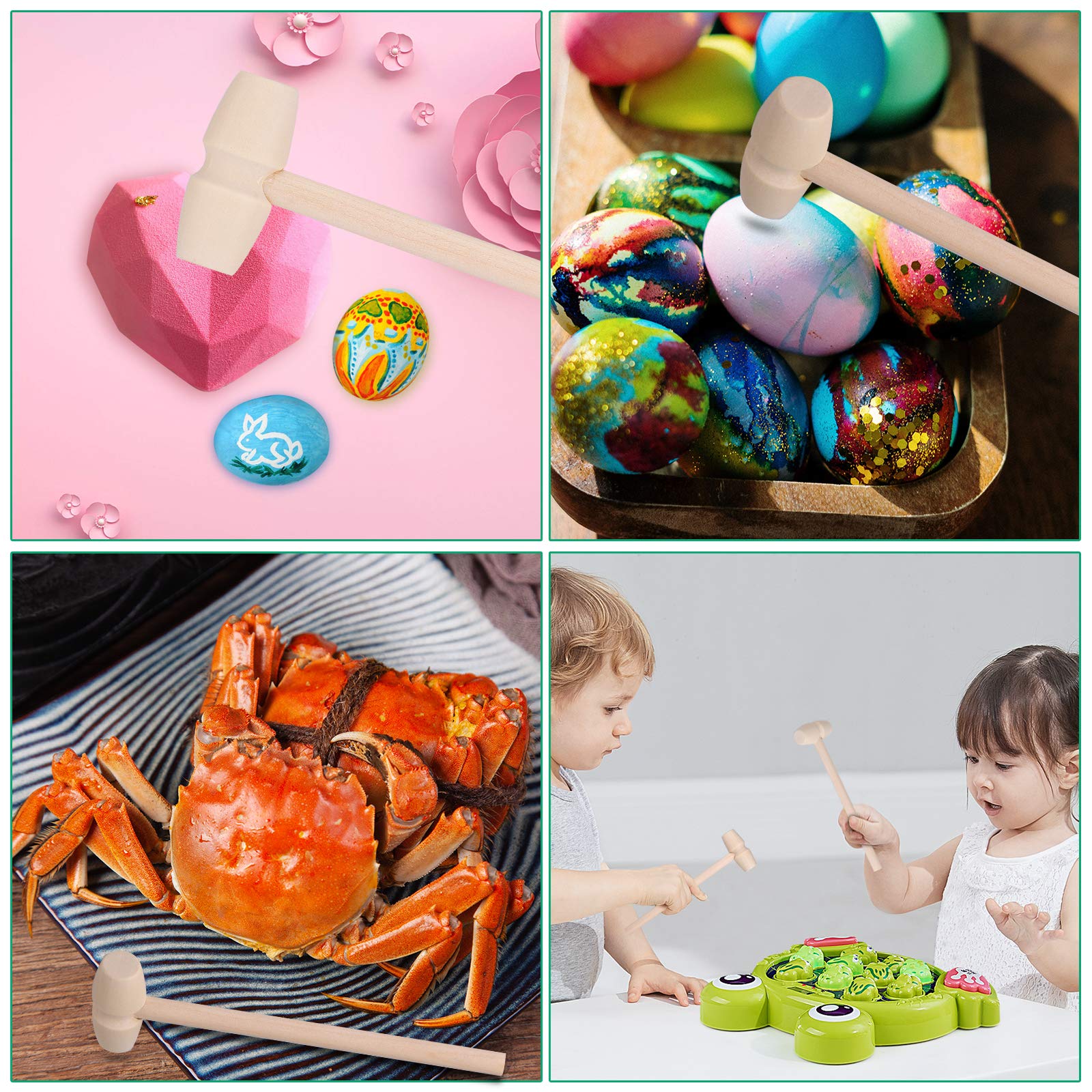 30 Pcs Wooden Hammers for Chocolate Handmade Wooden Crab Mallets Smashable Heart Chocolate Smooth Finished Hammers Educational Pounding Tool Breakable Easter Eggs Tool (30 Pcs Wood Hammer)
