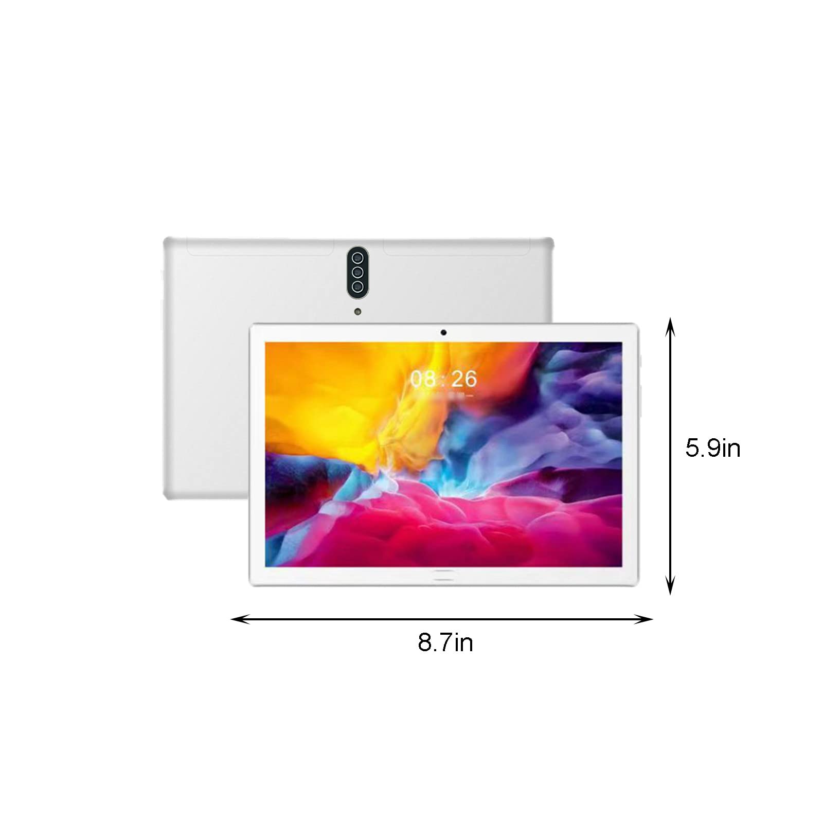 10.1 Inch HD Tablet Computer, 8-core IPS, High-definition Screen, WiFi, Bluetooth, Android Voice Call, Game Tablet, Support SIM Communication Function, Holiday Gift for Family (Silver)