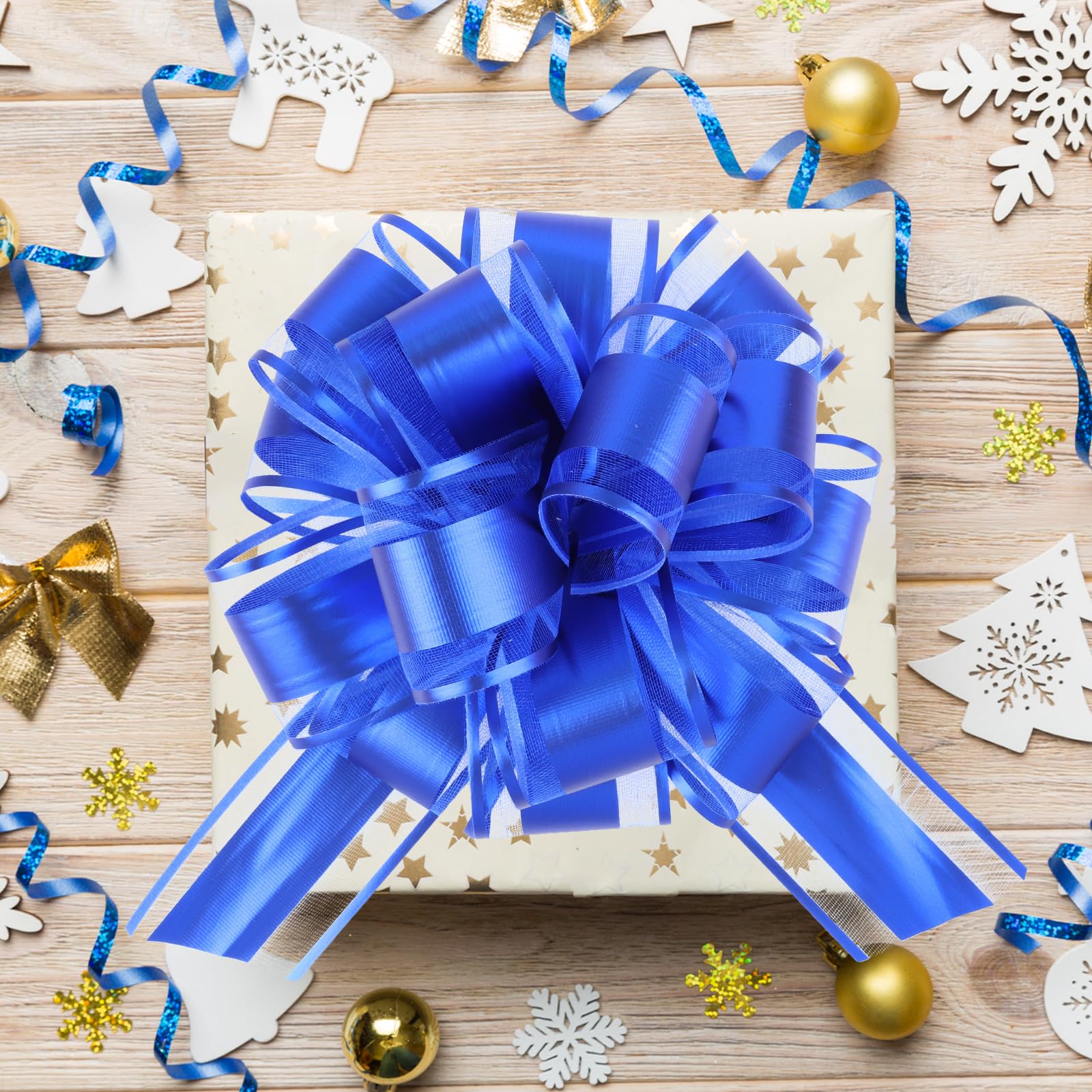 12 Pieces Big Pull Bow Gift Wrapping,6 inches, Pull Bow Ribbon Pull Bows for Christmas Wedding Baskets Valentine's Day Bows Ribbon Large Bow for Gift Wrapping (Silver)