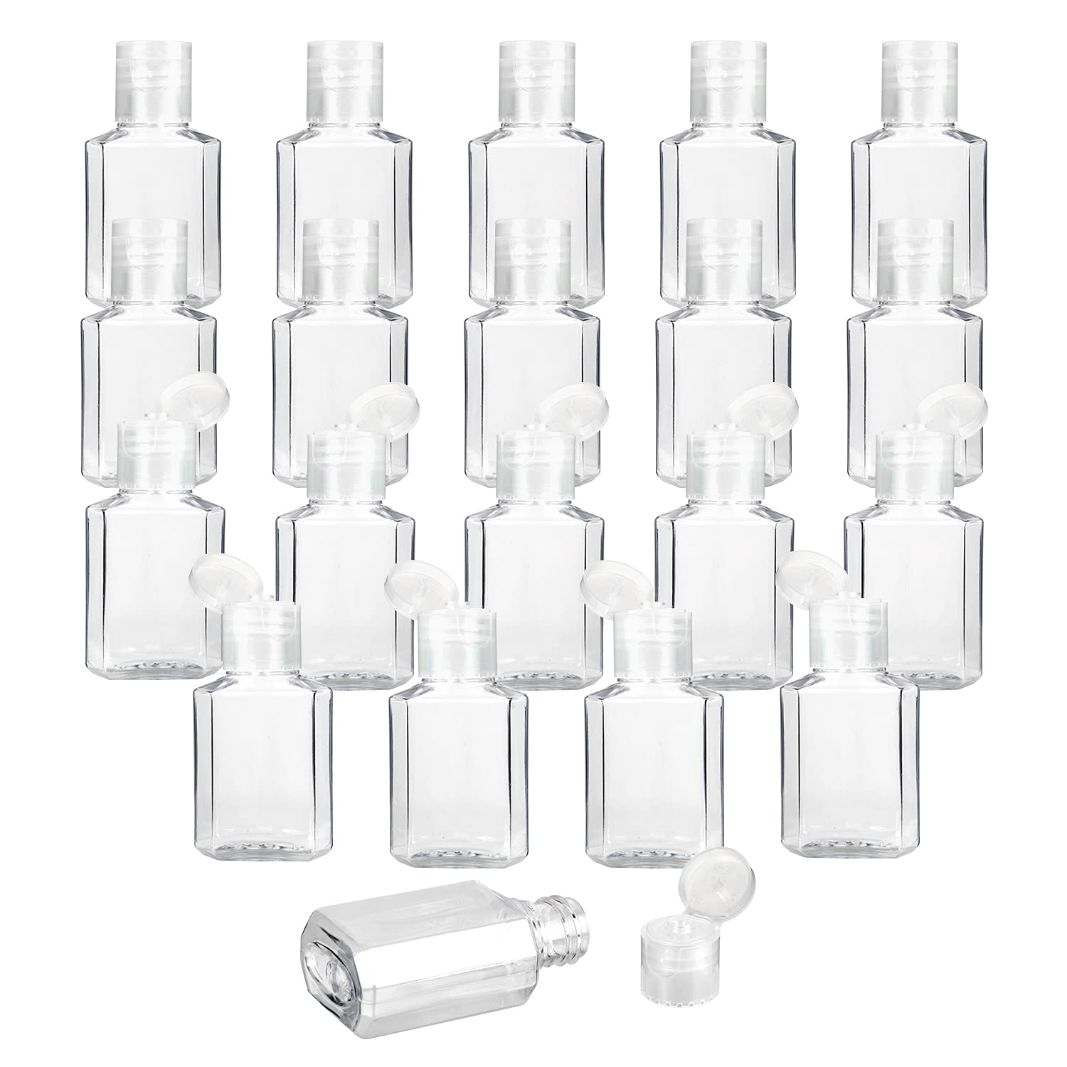 30 Pieces 1 oz Plastic Bottles Clear Travel Bottles with Flip Cap Portable Empty Hand Sanitizer Bottles, Refillable Containers for Travel Business Trip