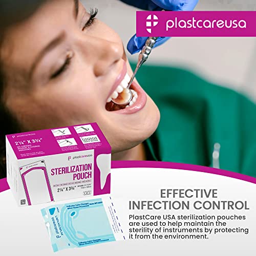 1000 2.25 X 2.75 Self Sterilization Pouches for Dental Offices, Autoclave Sterilizer Bags Pouch for Dentist Tools, for Cleaning Tools, 200 Pouches Per Box, 1 Box of Paper Blue Film…