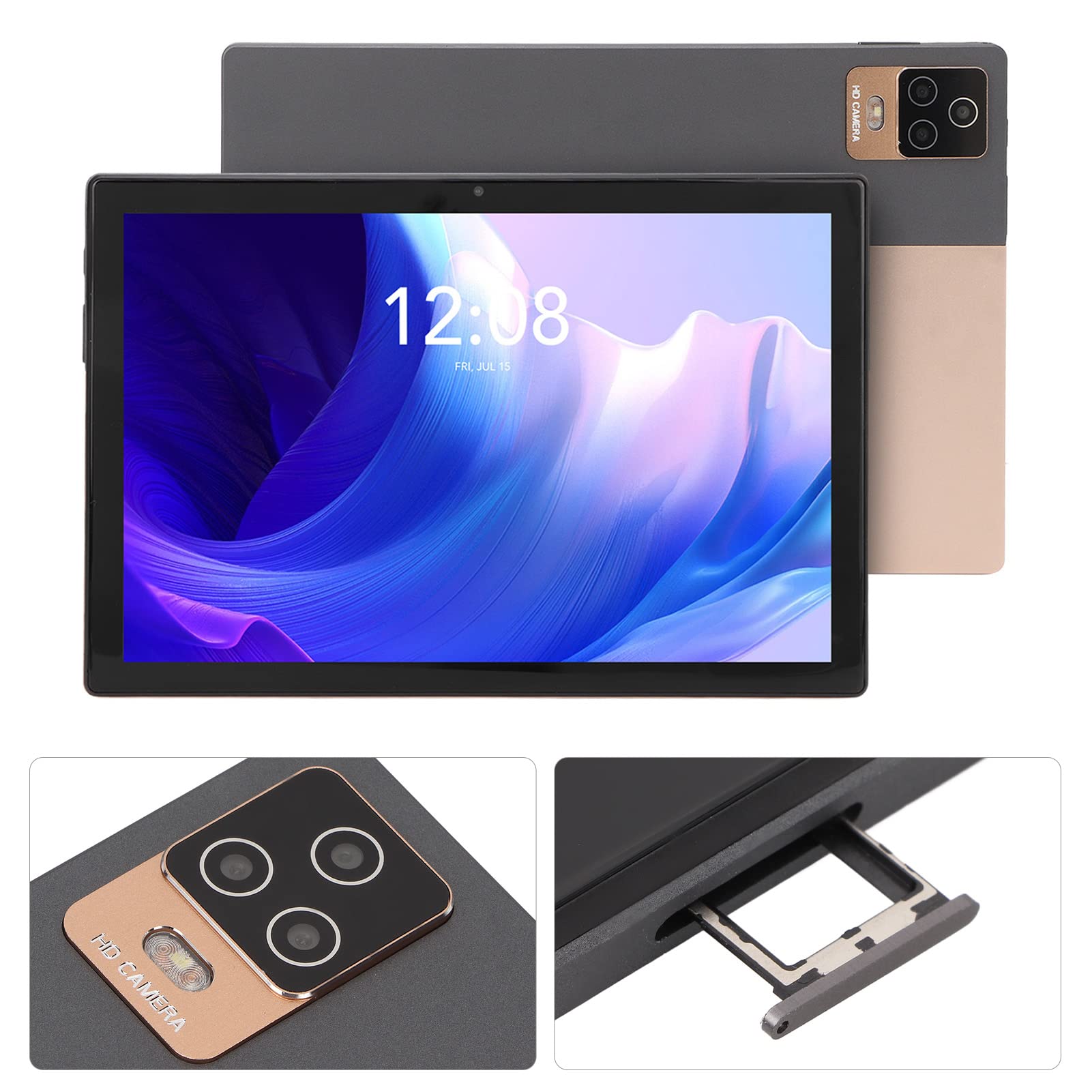 10.1 Inch Tablet, Tablet PC with 4G LTE Dual SIM Dual Standby 3200 X 1440 Call to Read (Gold)