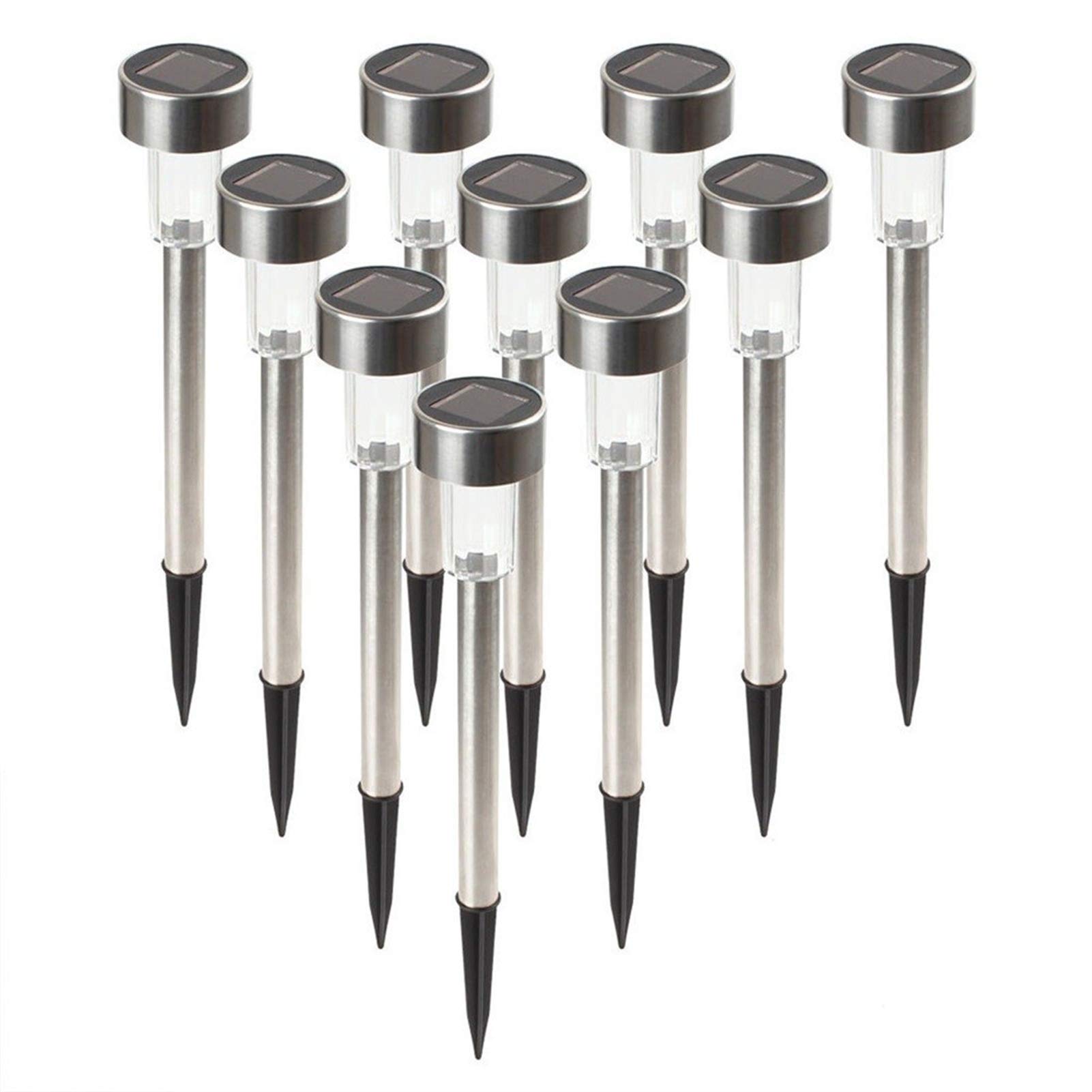 10PCS LED Garden Light White Light Garden Outdoor Stainless Steel Solar Home Garden Decoration Lighting Landscape Lamp #YL5 (Emitting Color : Black)