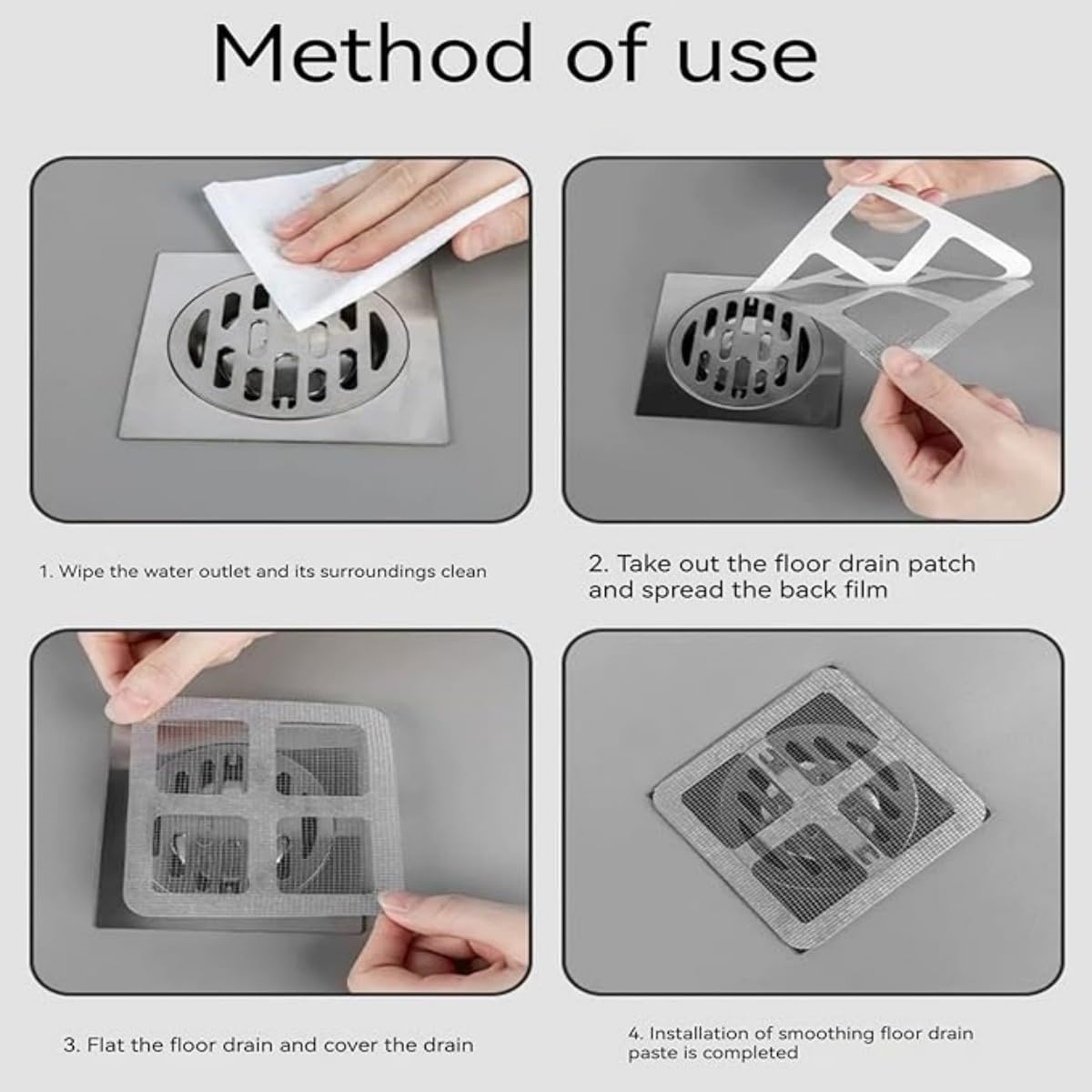 100Pcs Disposable Floor Drain Sticker,Shower Drain Hair Catcher Mesh Stickers,Bathtub Hair Stopper Shower Sink Drain Strainer Screen Catcher,Mesh Drain Cover for Laundry Kitchen Bathroom (10)