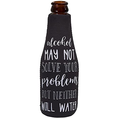 12 oz Black Neoprene Bottle Sleeves with Zipper for Beer, Soda, Beverages (12 Pack)