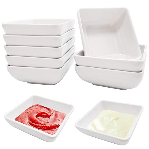 8 Pcs 3 Ounce Dipping Bowls Set White Plastic Dipping Sauce Bowls,Small Bowls for Ketchup,Condiments,Side Dishes,Vinegar in Party BBQ