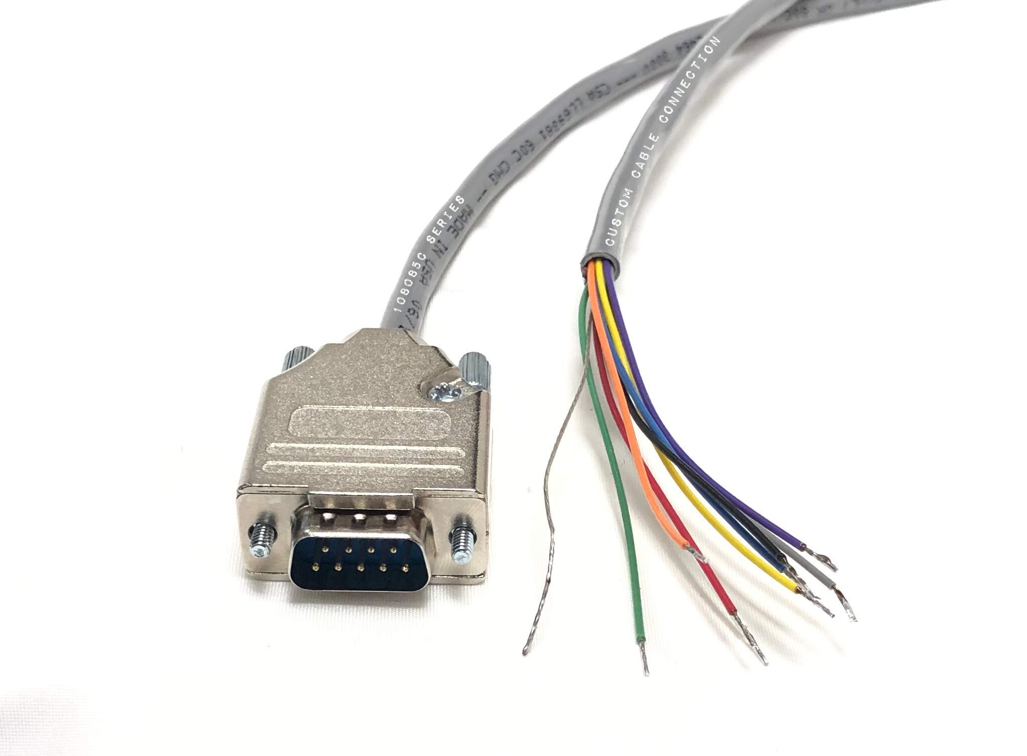 100 Foot DB9 Male to Blunt End RS232 Extension Serial Cable - 24 AWG with Grey PVC Jacket - Made in USA by Custom Cable Connection