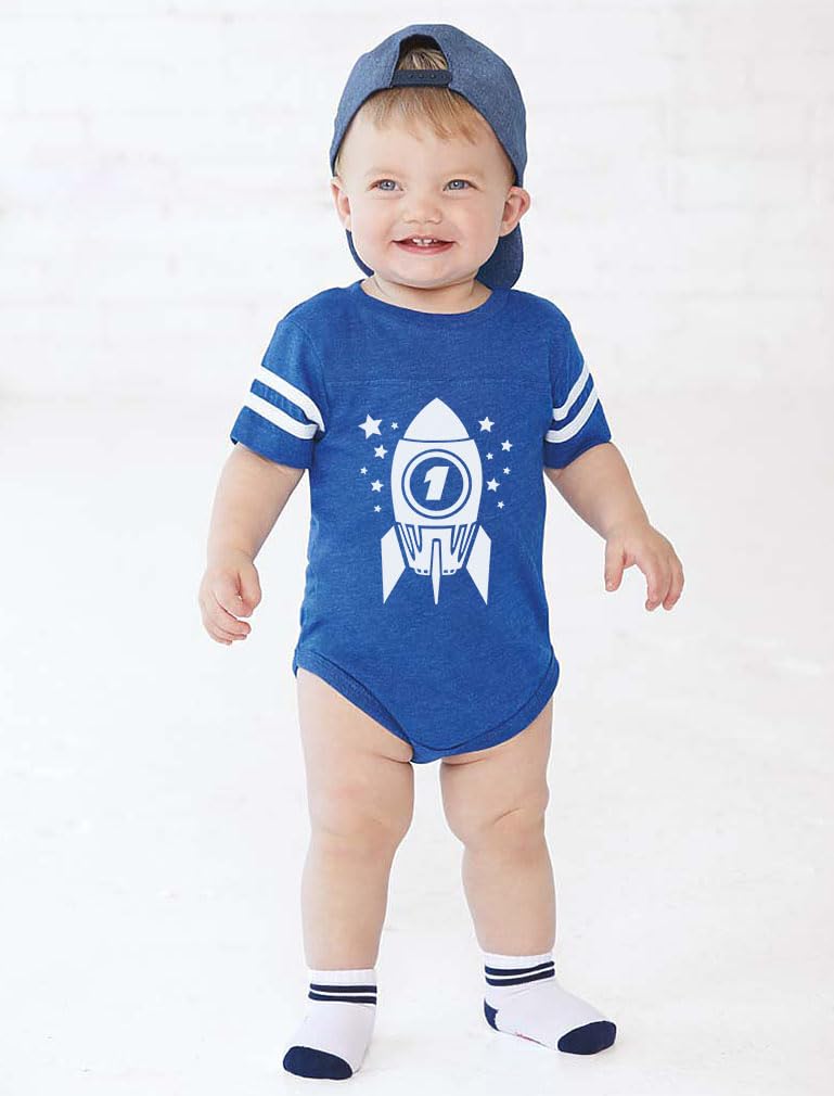 1st Birthday Outfit Space Rocket One Year Old Gift Cute Baby Bodysuit 18M Blue